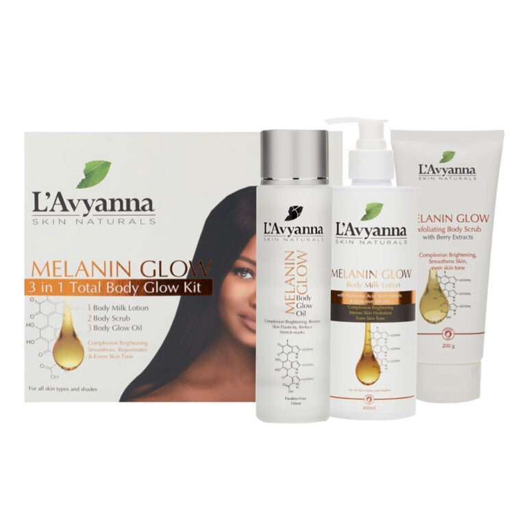 Melanin Glow 3in1 Total Body Kit – (Lotion, Oil, Scrub)1kg – LA'vyanna ...